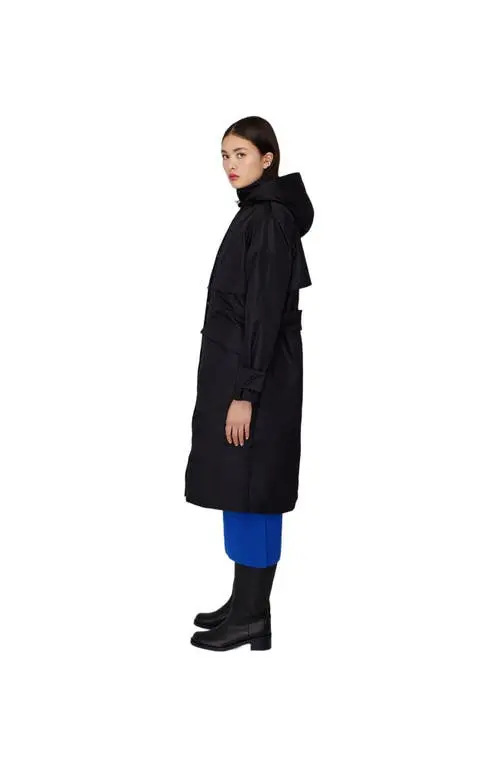 QUARTZ CO. Marina Hooded 3-in-1 Trench Coat - Black