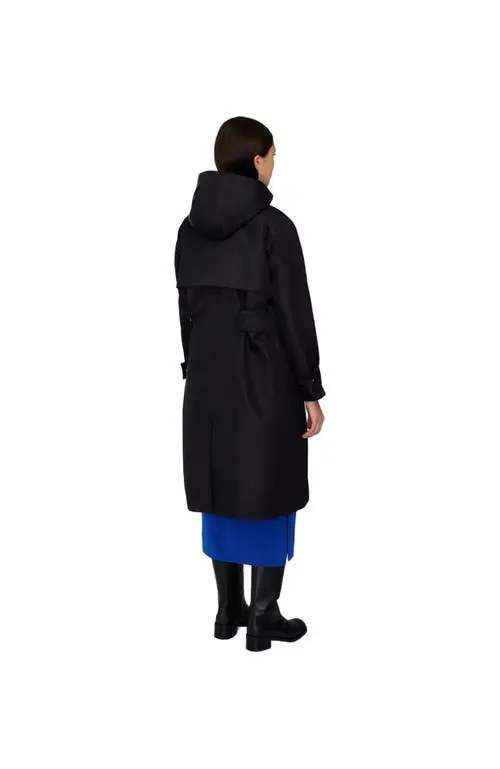 QUARTZ CO. Marina Hooded 3-in-1 Trench Coat - Black
