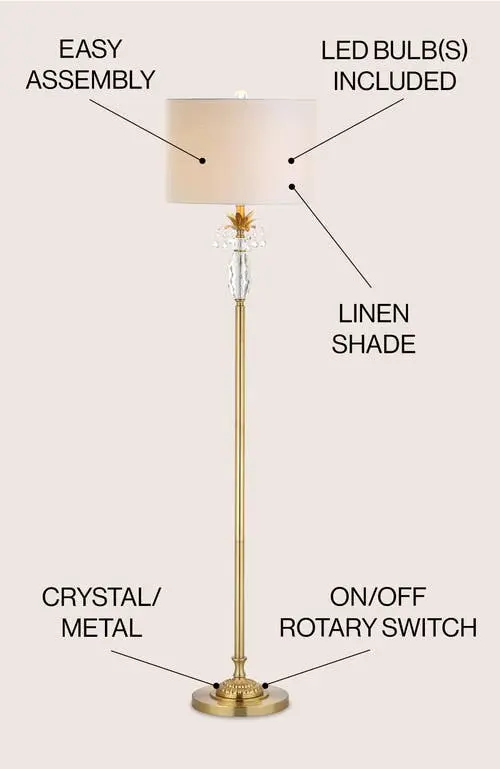 JONATHAN Y Adalyn Crystal / Metal Led Floor Lamp