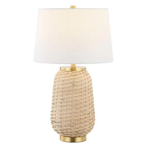 JONATHAN Y Chakrii Rustic Bohemian Iron/rattan Led Table Lamp With Pull-chain - Light Brown