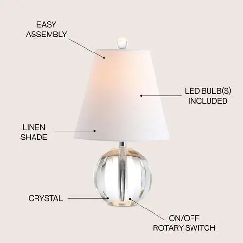 JONATHAN Y Goddard 16" Crystal Ball/metal Led Table Lamp - Clear