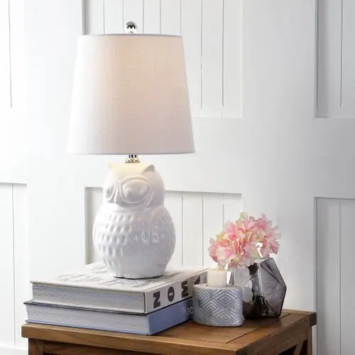 JONATHAN Y Hoot Ceramic Mini Led Table Lamp