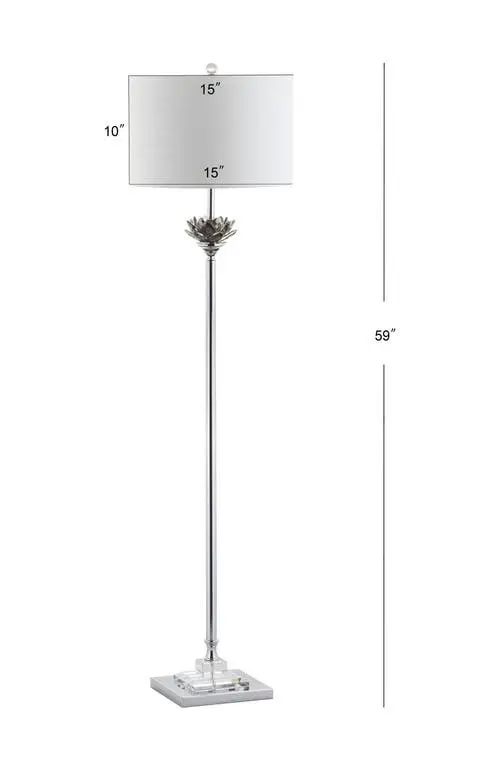 JONATHAN Y Amelia Crystal / Metal Led Floor Lamp - Smoke Gray/chrome