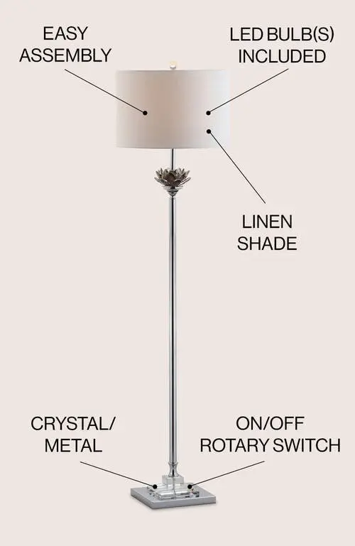 JONATHAN Y Amelia Crystal / Metal Led Floor Lamp