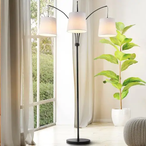 JONATHAN Y Sylva 3-light Mid-century Modern Head-adjustable Iron Led Arc Floor Lamp