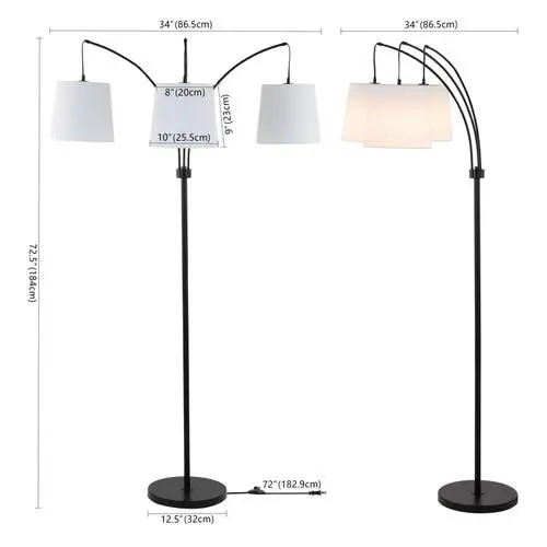 JONATHAN Y Sylva 3-light Mid-century Modern Head-adjustable Iron Led Arc Floor Lamp