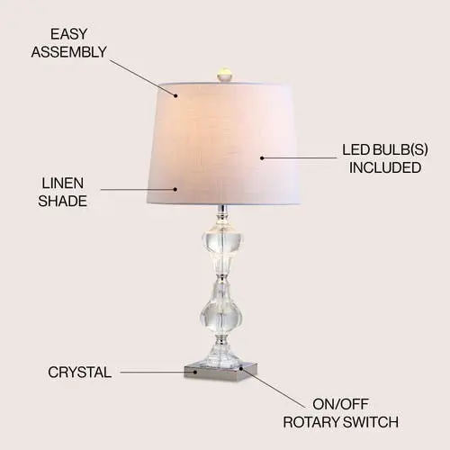 JONATHAN Y Chloe Crystal Led Table Lamp