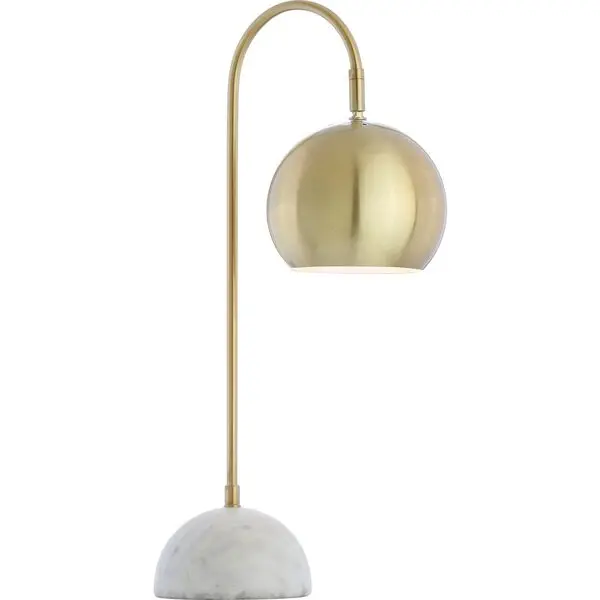 JONATHAN Y Stephen Metal/marble Led Table Lamp - Brass Gold/white