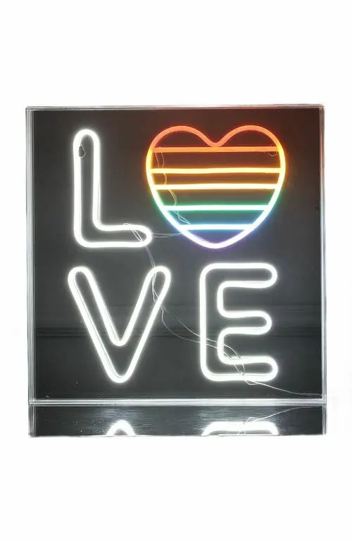 JONATHAN Y Love Square Contemporary Glam Acrylic Box Usb Operated Led Neon Light - White/rainbow