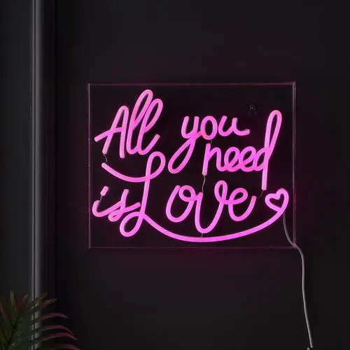 JONATHAN Y All Contemporary Glam Acrylic Box Usb Operated Led Neon Light