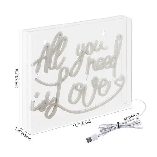 JONATHAN Y All Contemporary Glam Acrylic Box Usb Operated Led Neon Light