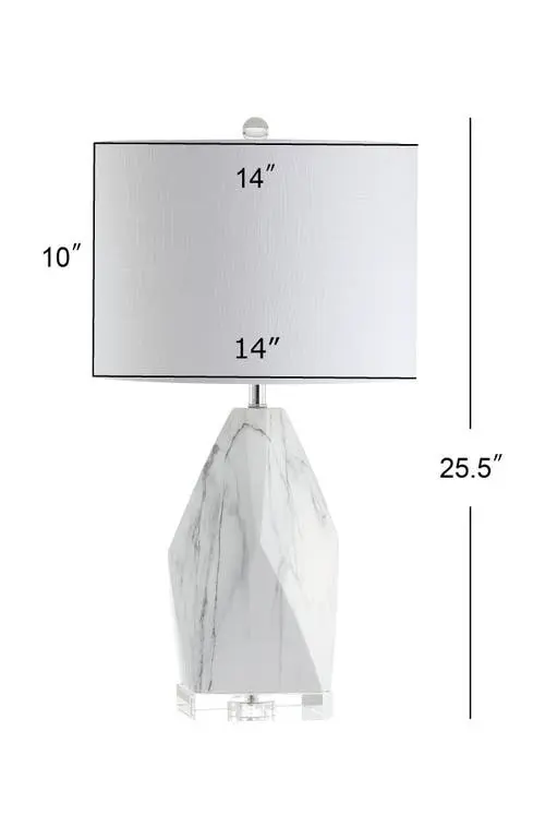 JONATHAN Y Oslo Ceramic Marble/crystal Led Table Lamp - White