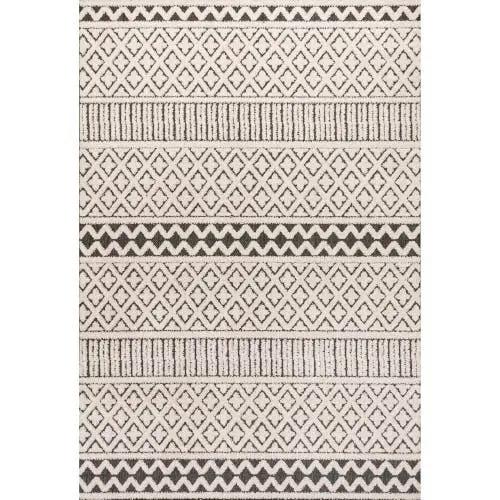 JONATHAN Y Ormond High-low Modern Trellis Geometric Indoor/outdoor Area Rug - Cream/black
