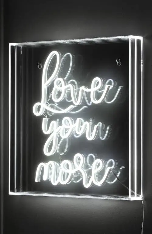 JONATHAN Y Love Square Contemporary Glam Acrylic Box Usb Operated Led Neon Light