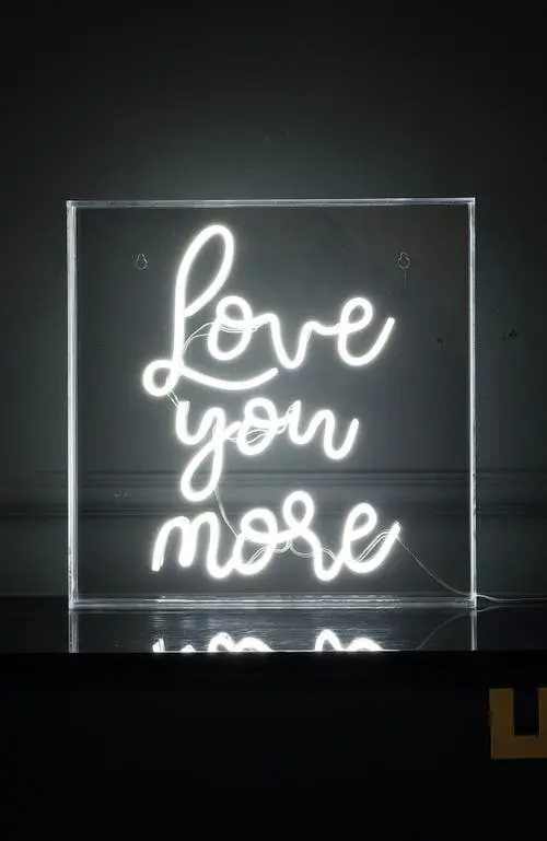JONATHAN Y Love Square Contemporary Glam Acrylic Box Usb Operated Led Neon Light