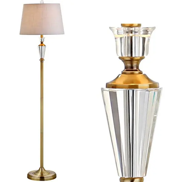 JONATHAN Y Harper Crystal / Metal Led Floor Lamp - Brass Gold/clear