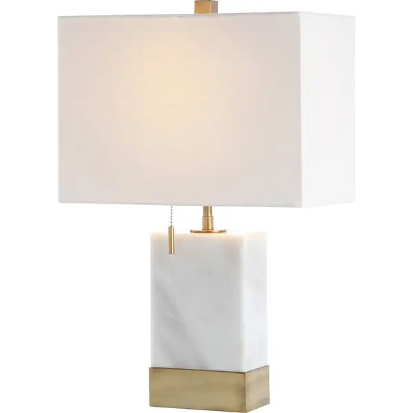 JONATHAN Y Trevor Marble/iron Gold Modern Console Led Table Lamp - White/brass Gold