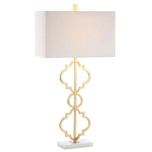 JONATHAN Y Selina Iron Ogee Trellis Modern Led Table Lamp - Gold Leaf