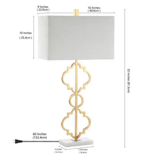 JONATHAN Y Selina Iron Ogee Trellis Modern Led Table Lamp