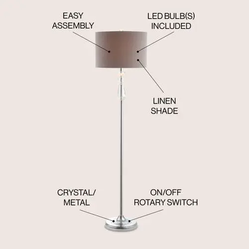 JONATHAN Y Layla Crystal / Metal Led Floor Lamp