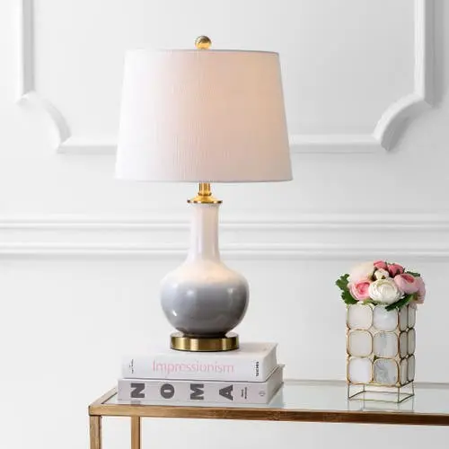 JONATHAN Y Gradient Ceramic/brass Led Table Lamp - White/gray