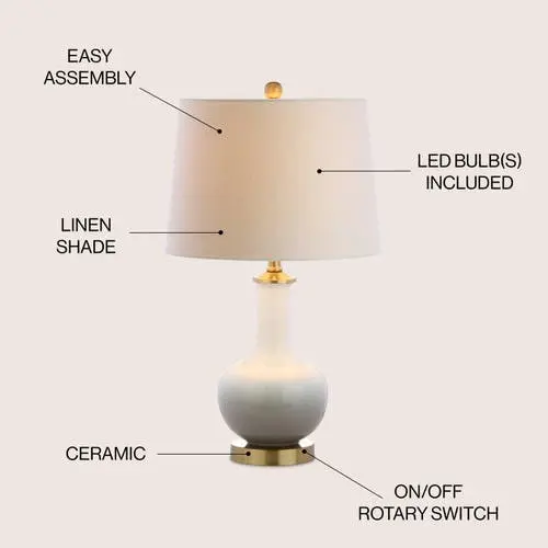 JONATHAN Y Gradient Ceramic/brass Led Table Lamp - White/gray