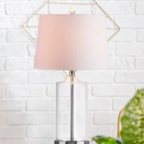 JONATHAN Y Walsh Glass Led Table Lamp - Clear/chrome