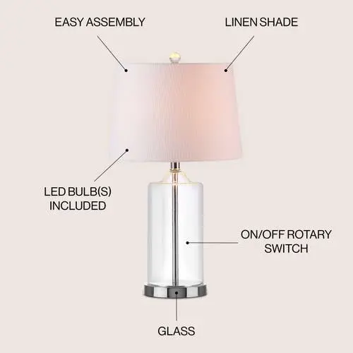 JONATHAN Y Walsh Glass Led Table Lamp