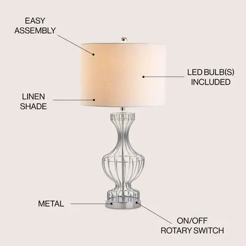 JONATHAN Y Honore Metal Wire Frame Led Table Lamp