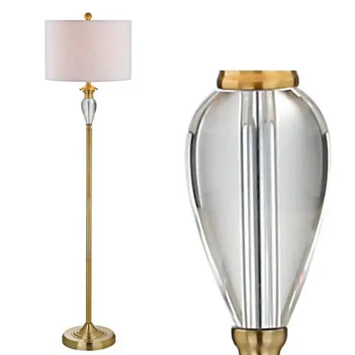 JONATHAN Y Evelyn Crystal / Metal Led Floor Lamp - Brass Gold/clear