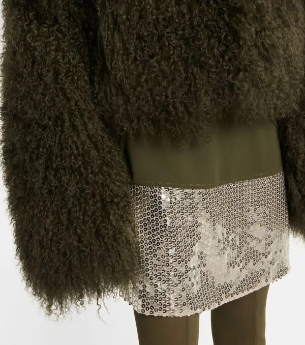 Attico Shearling Bomber Jacket - Green