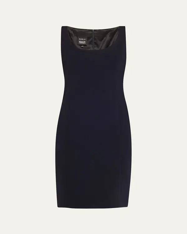 Akris Scoop Neck Wool Crepe Sheath Dress