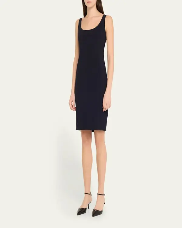 Akris Scoop Neck Wool Crepe Sheath Dress