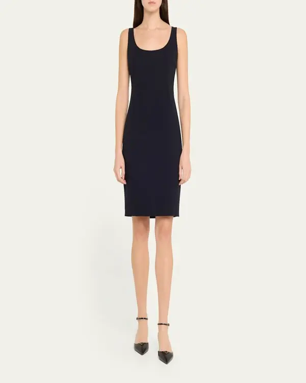 Akris Scoop Neck Wool Crepe Sheath Dress