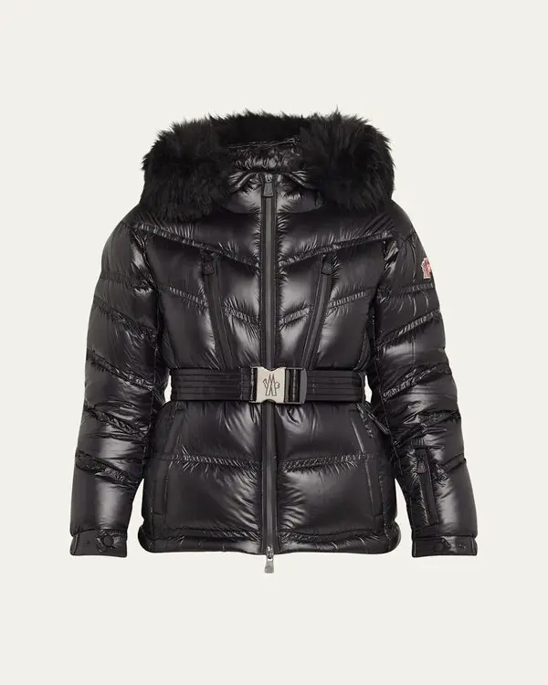 Moncler Bernis Down Ski Jacket With Shearling Trim