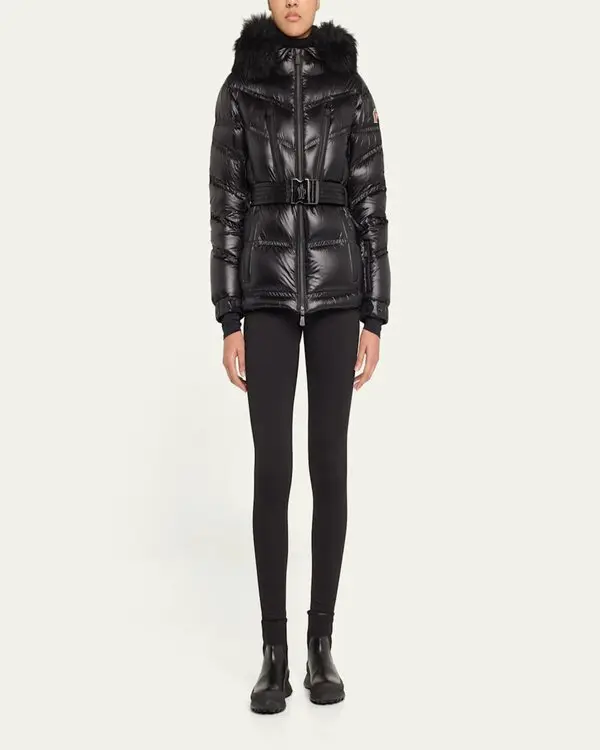 Moncler Bernis Down Ski Jacket With Shearling Trim