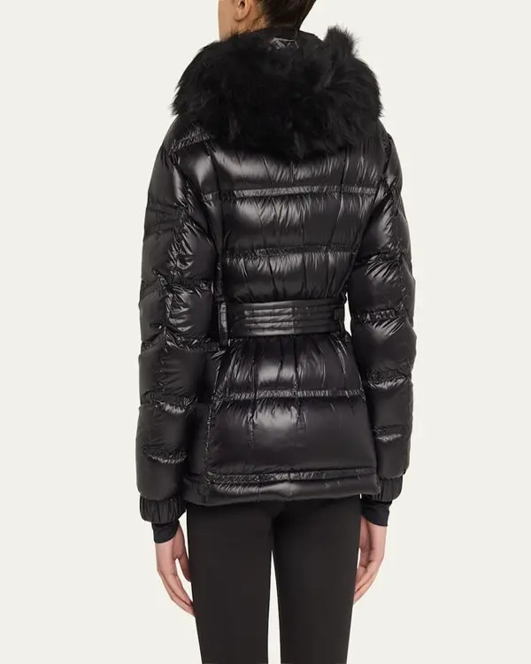 Moncler Bernis Down Ski Jacket With Shearling Trim