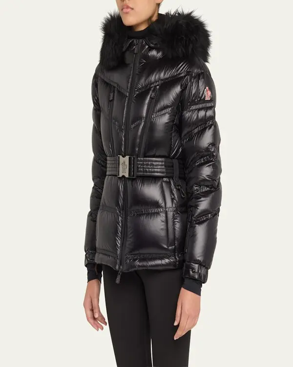 Moncler Bernis Down Ski Jacket With Shearling Trim