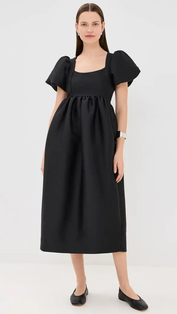 Aligne Ivy Puff Sleeve Midi Dress In Black - 80% Off | Editorialist