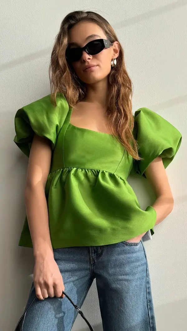 ALIGNE Allanah Puff-sleeve Peplum Top