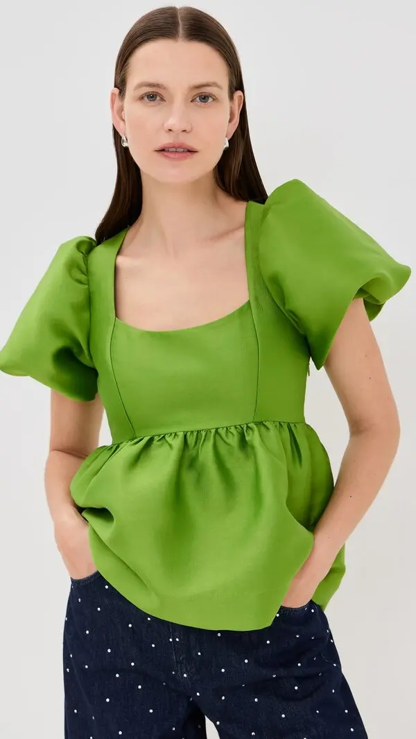 ALIGNE Allanah Puff-sleeve Peplum Top