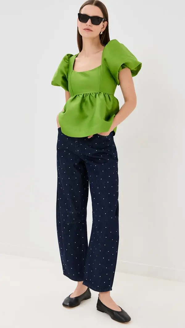 ALIGNE Allanah Puff-sleeve Peplum Top