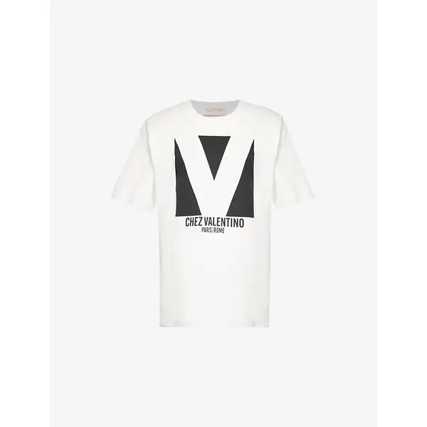 Valentino Garavani Brand-print Cotton-jersey T-shirt - Avorio