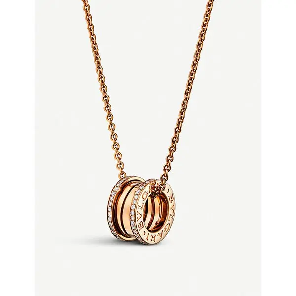 BVLGARI B.zero1 Diamond Pendant Necklace - Rose Gold