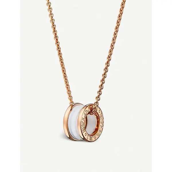 BVLGARI B.zero1 Rose-gold And Ceramic Pendant Necklace - Rose Gold