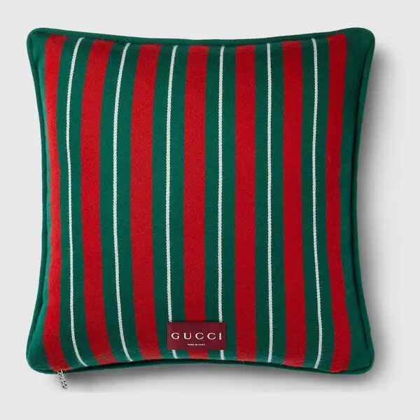 Gucci Web Wool Cushion - Green | Editorialist