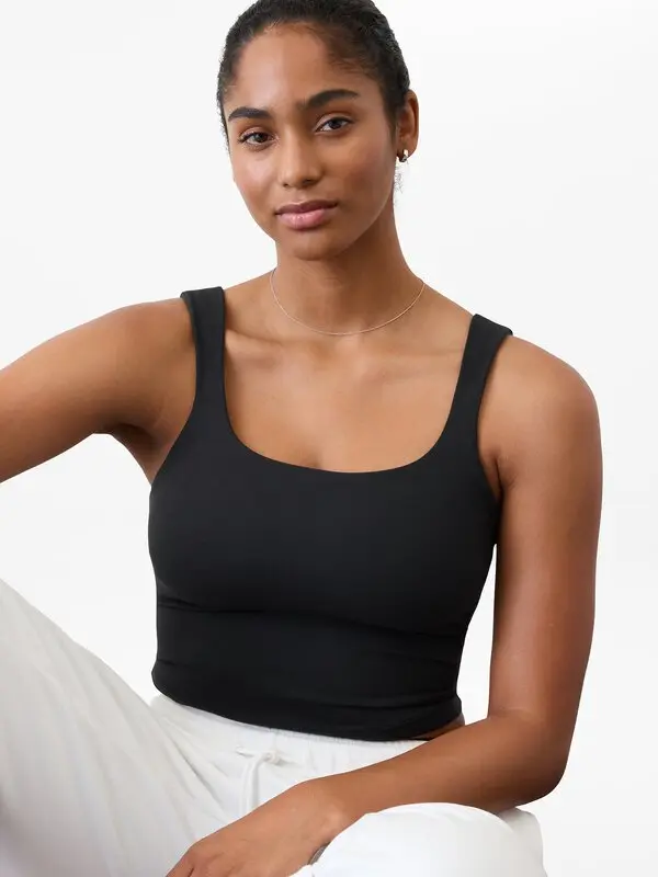 Athleta Transcend Square Neck Crop Sports Bra D-dd - Black