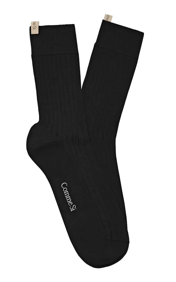 Comme Si The Yves Ribbed Cotton Socks - Black