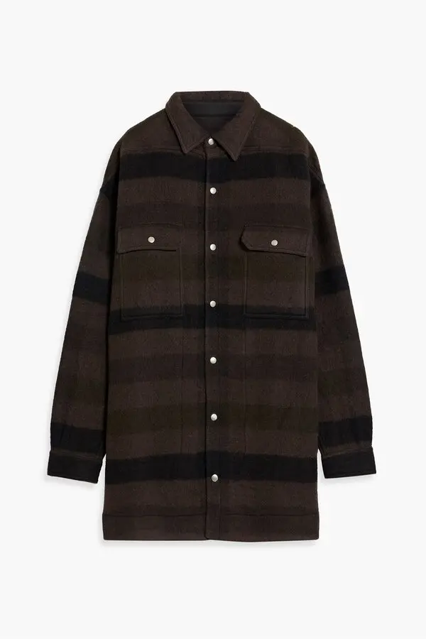 Rick Owens Oversized Checked Wool Jacket - Charcoal