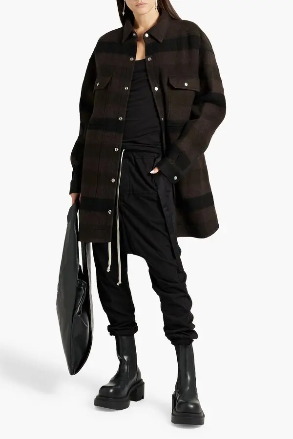 Rick Owens Oversized Checked Wool Jacket - Charcoal